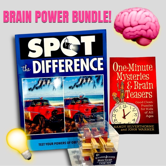 Games | Brain Power Bundle One Minute Mysteries Brain Teasers Spot The ...